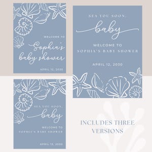 Sea You Soon Baby Shower Welcome Sign, Seashell Baby Shower Theme ...