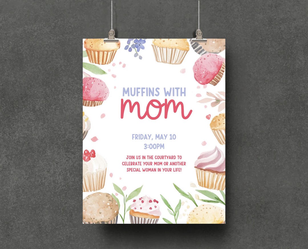 Muffins With Mom Template, Editable Invitation for Mother's Day ...