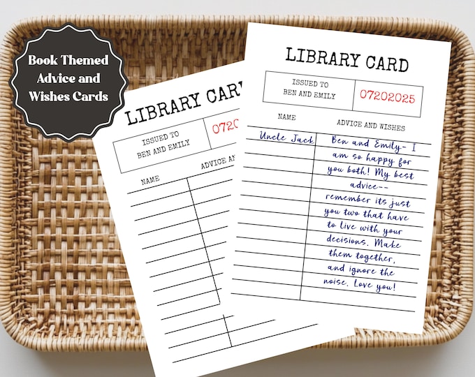 Wedding Wishes Library Card - Literary Wedding - Library Theme - Book ...