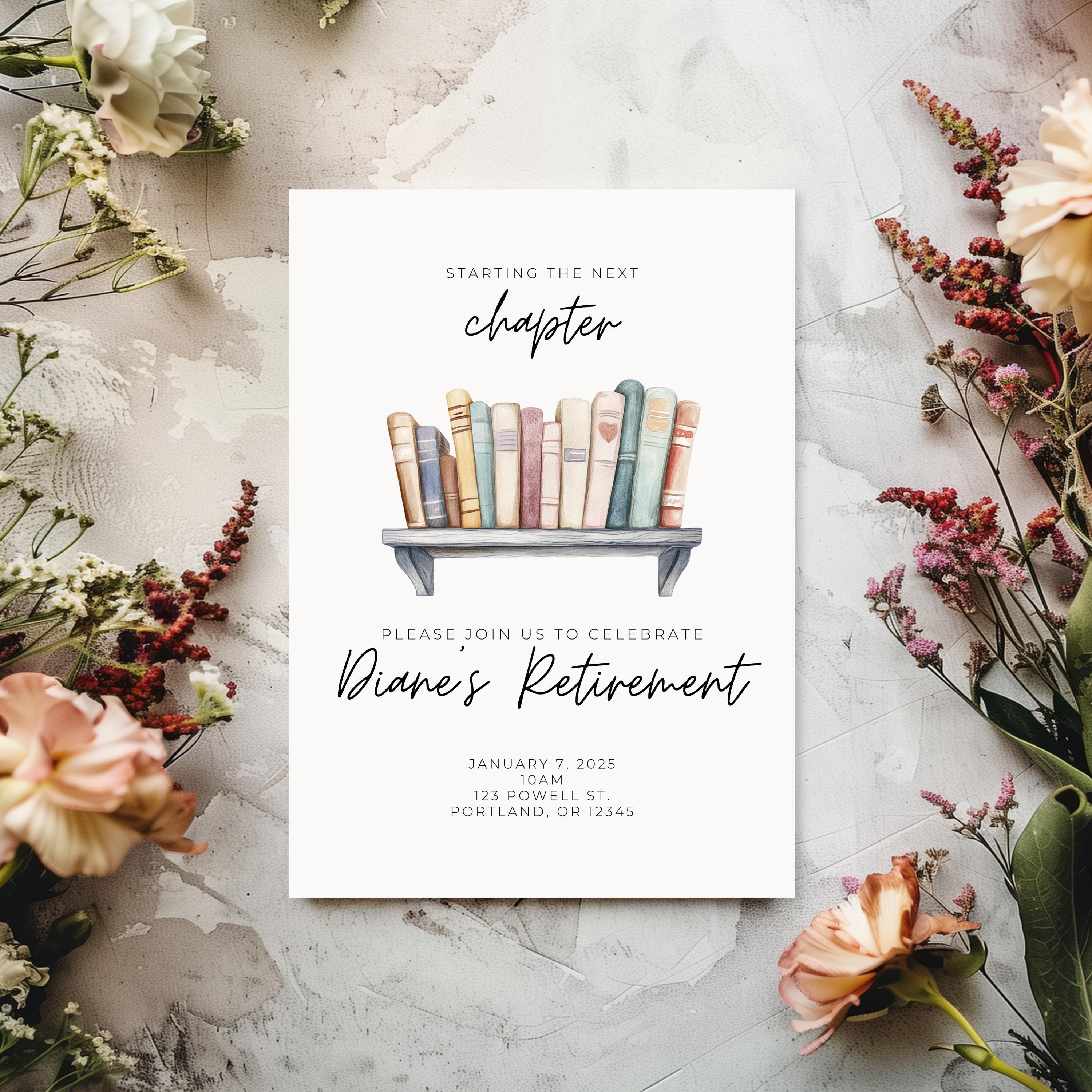 Teacher Retirement Party Invitation, Editable Minimalist Retirement ...