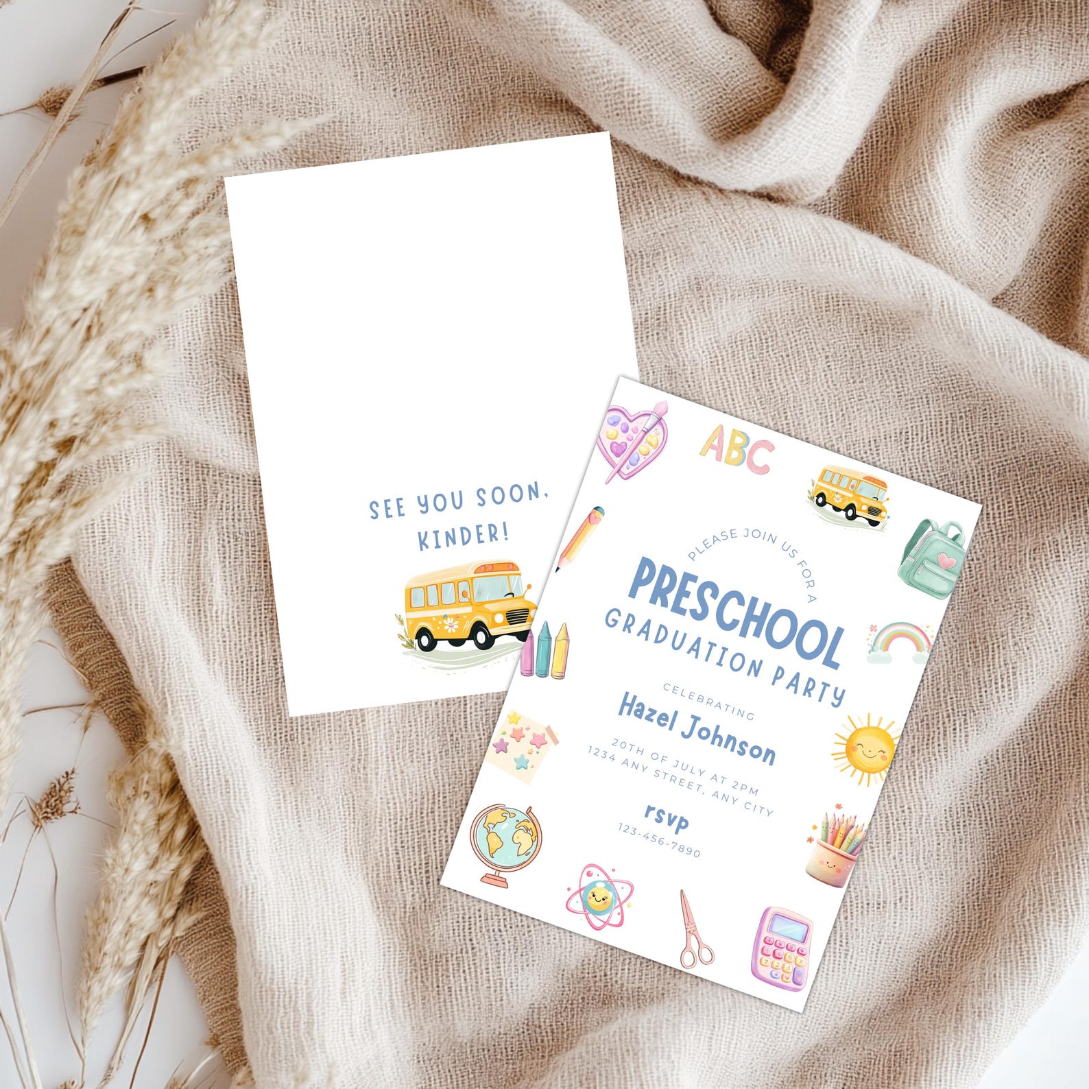 Preschool Graduation Invitation 2025, Prek Grad Invite, Printable ...