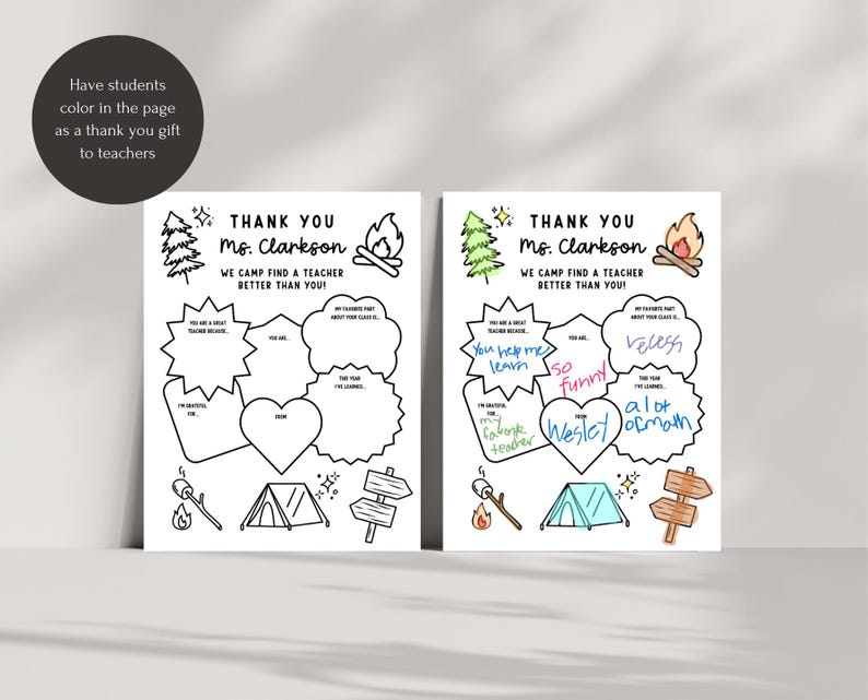 Camp Themed Teacher Appreciation Template, Campfire Thank You Teacher ...