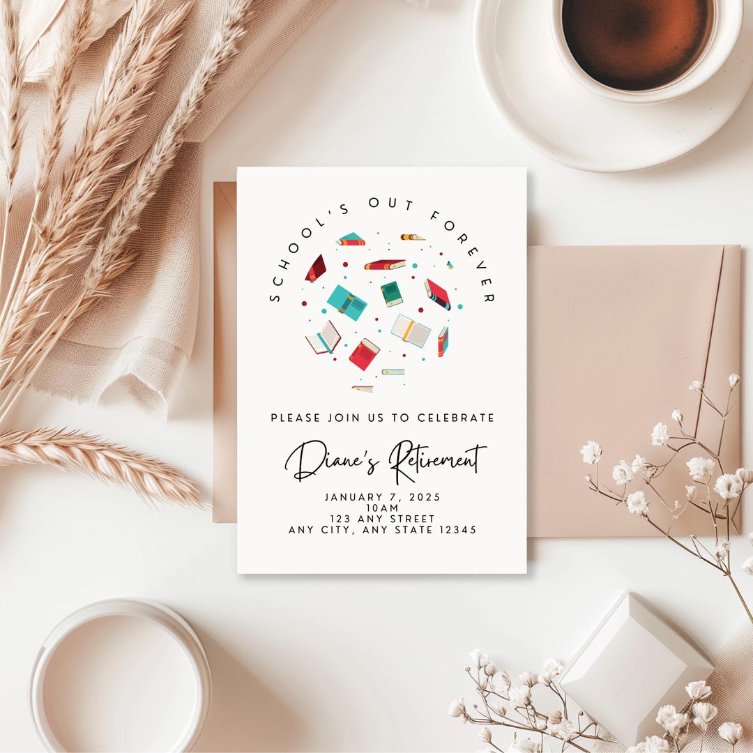 Editable Teacher Retirement Party Invitation, Minimalist Retirement ...