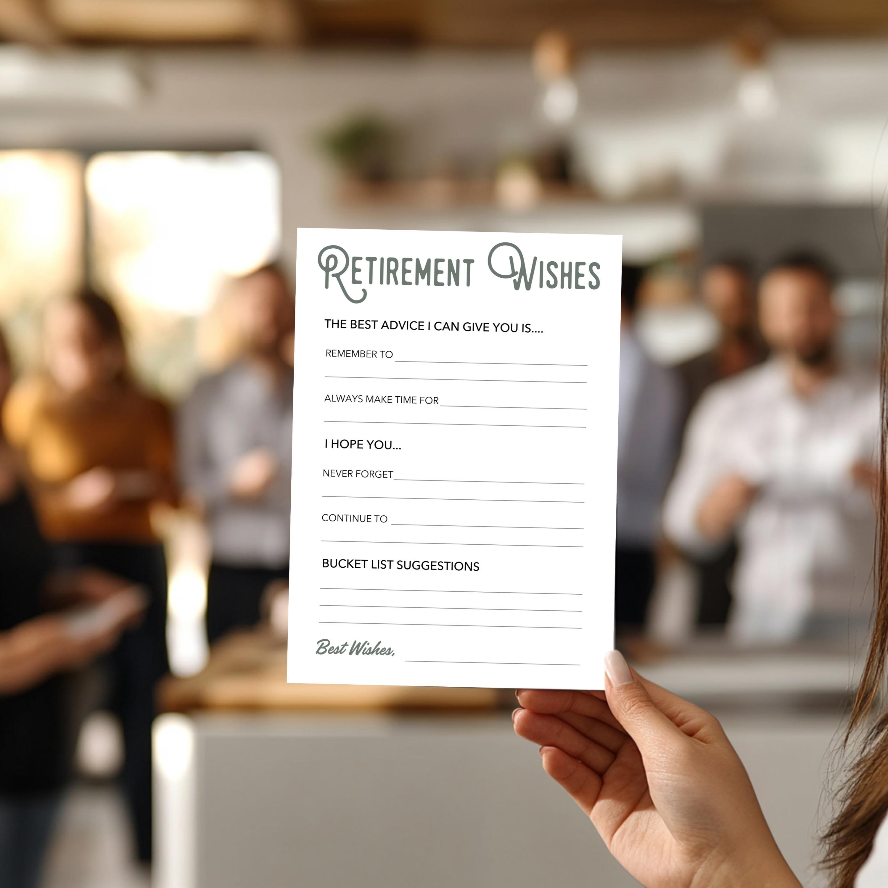 Retirement Bucket List Cards, Printable Party Ideas, Advice & Wishes ...