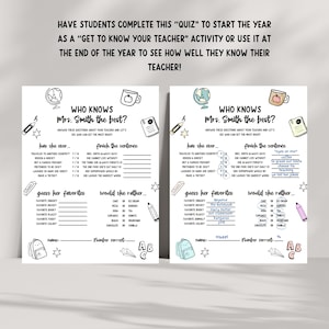 Who Knows the Teacher Best, Fun Get to Know the Teacher Activity or End ...