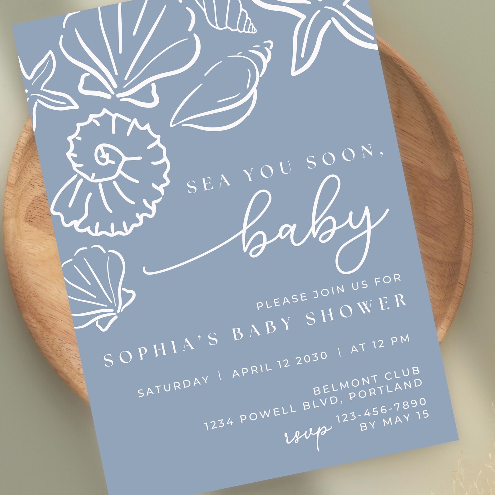Sea You Soon Baby Shower Invite Bundle, Seashell Baby Shower Theme ...