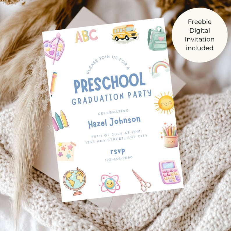 Preschool Graduation Invitation 2025, Prek Grad Invite, Printable ...