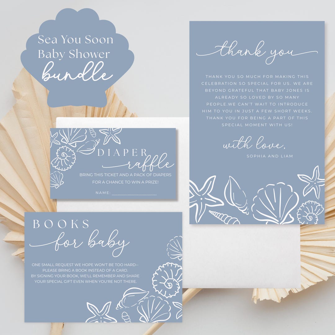 Sea You Soon Baby Shower Invite Bundle, Seashell Baby Shower Theme ...
