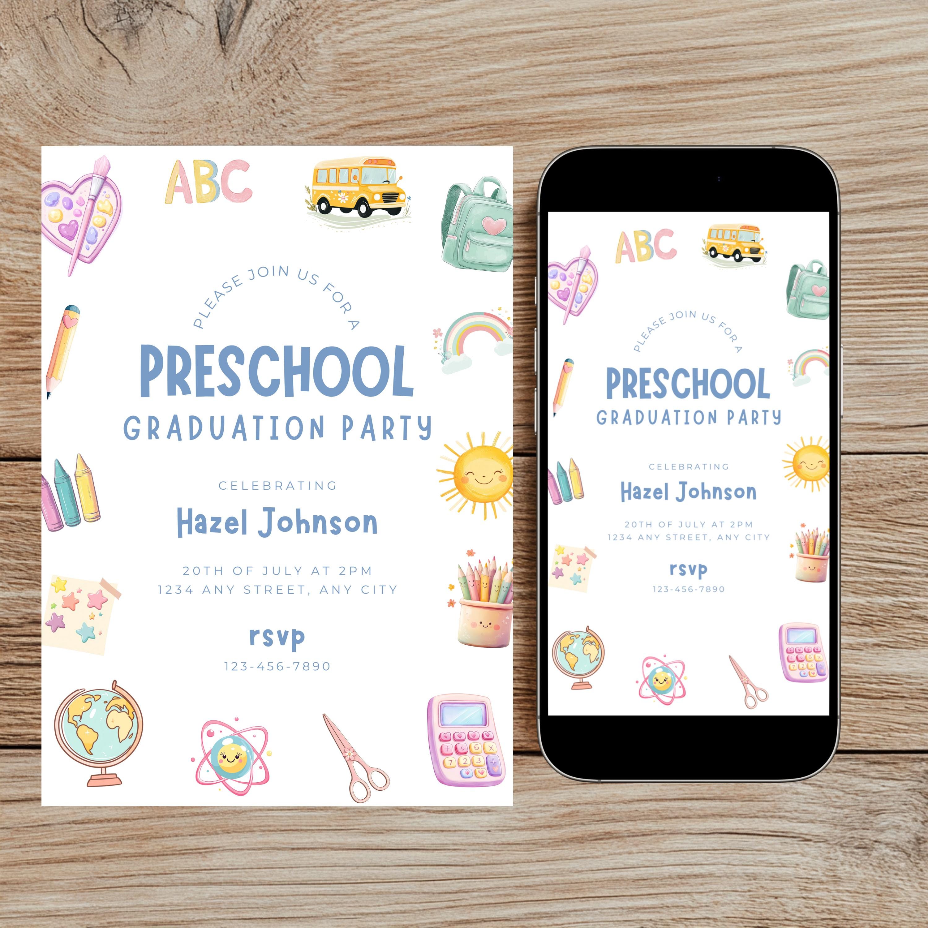 Preschool Graduation Invitation 2025, Prek Grad Invite, Printable ...