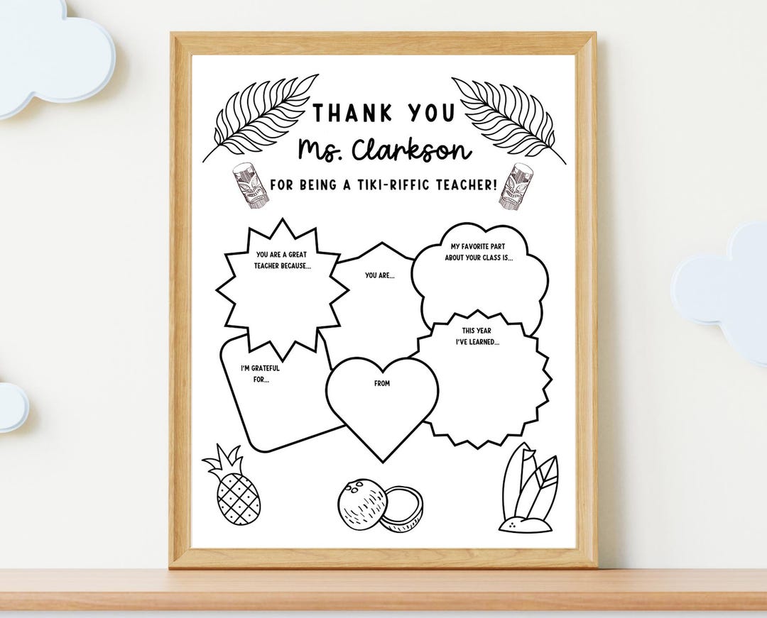 Luau Teacher Appreciation Week Thank You Gift, Editable Tropical ...