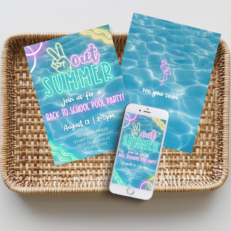 Peace Out Summer Pool Party Invitation Template, Printable End of ...