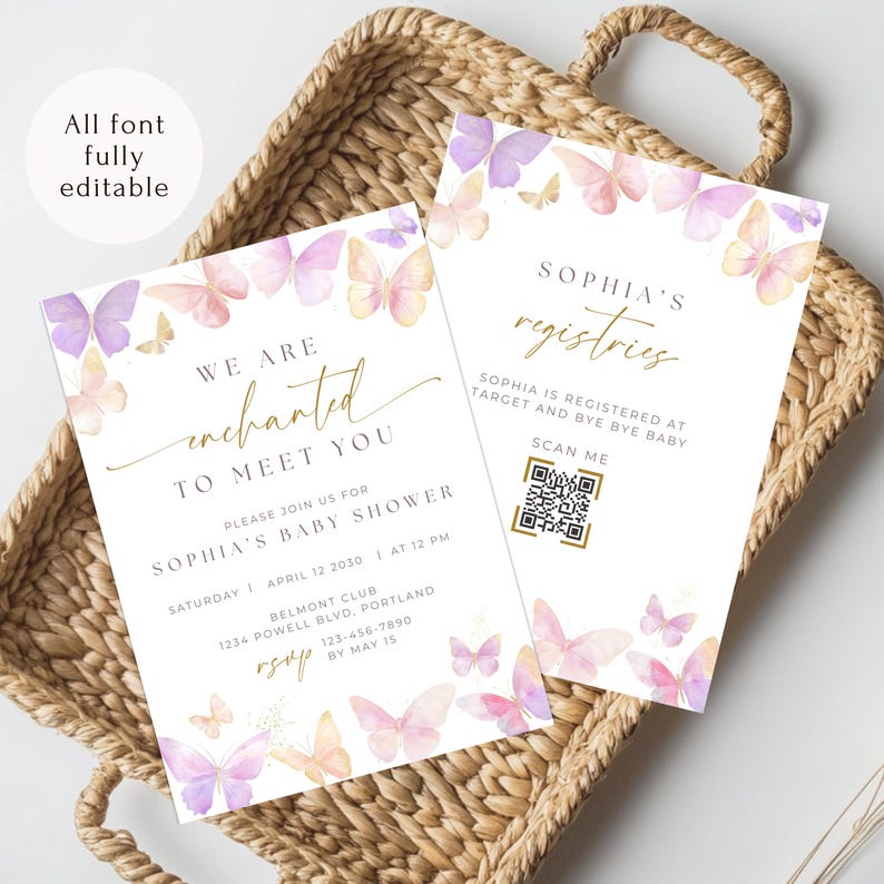 Editable Butterfly Baby Shower Invitation Template Instant Download ...
