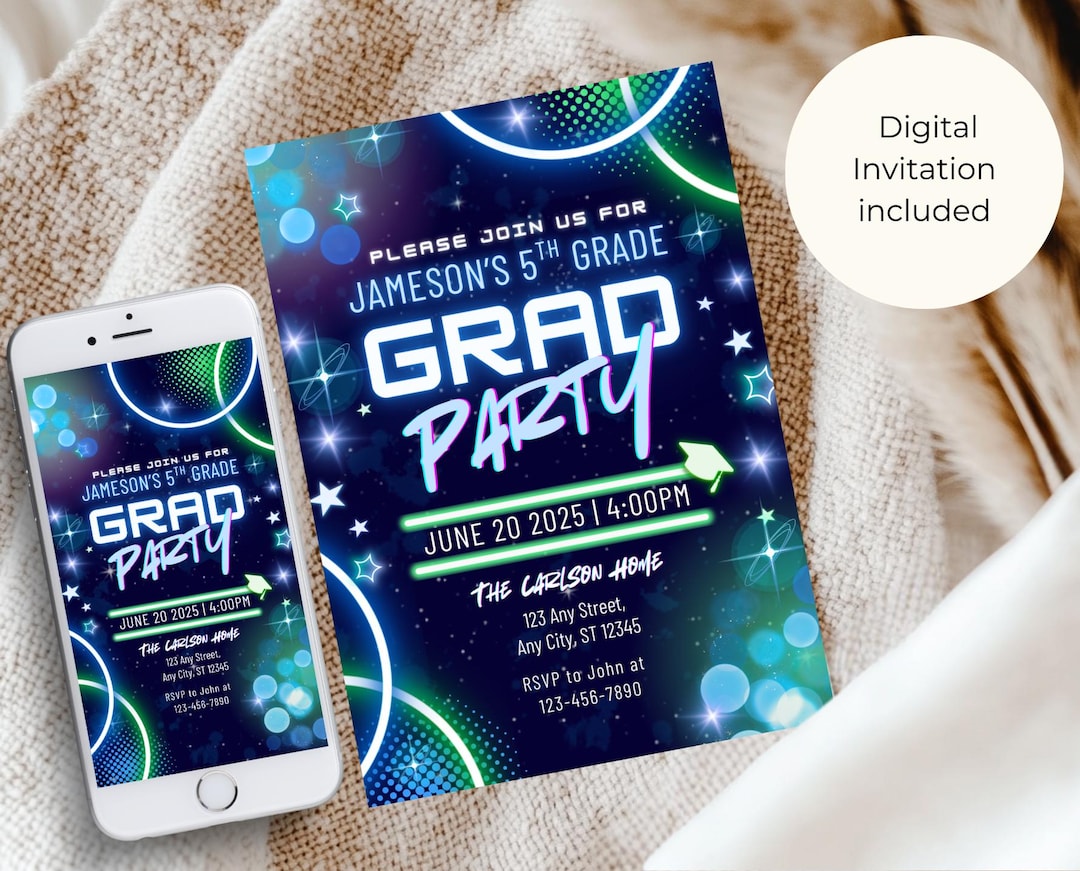 5th Grade Graduation Party Invitation, Peace Out 5th Grade, Editable ...