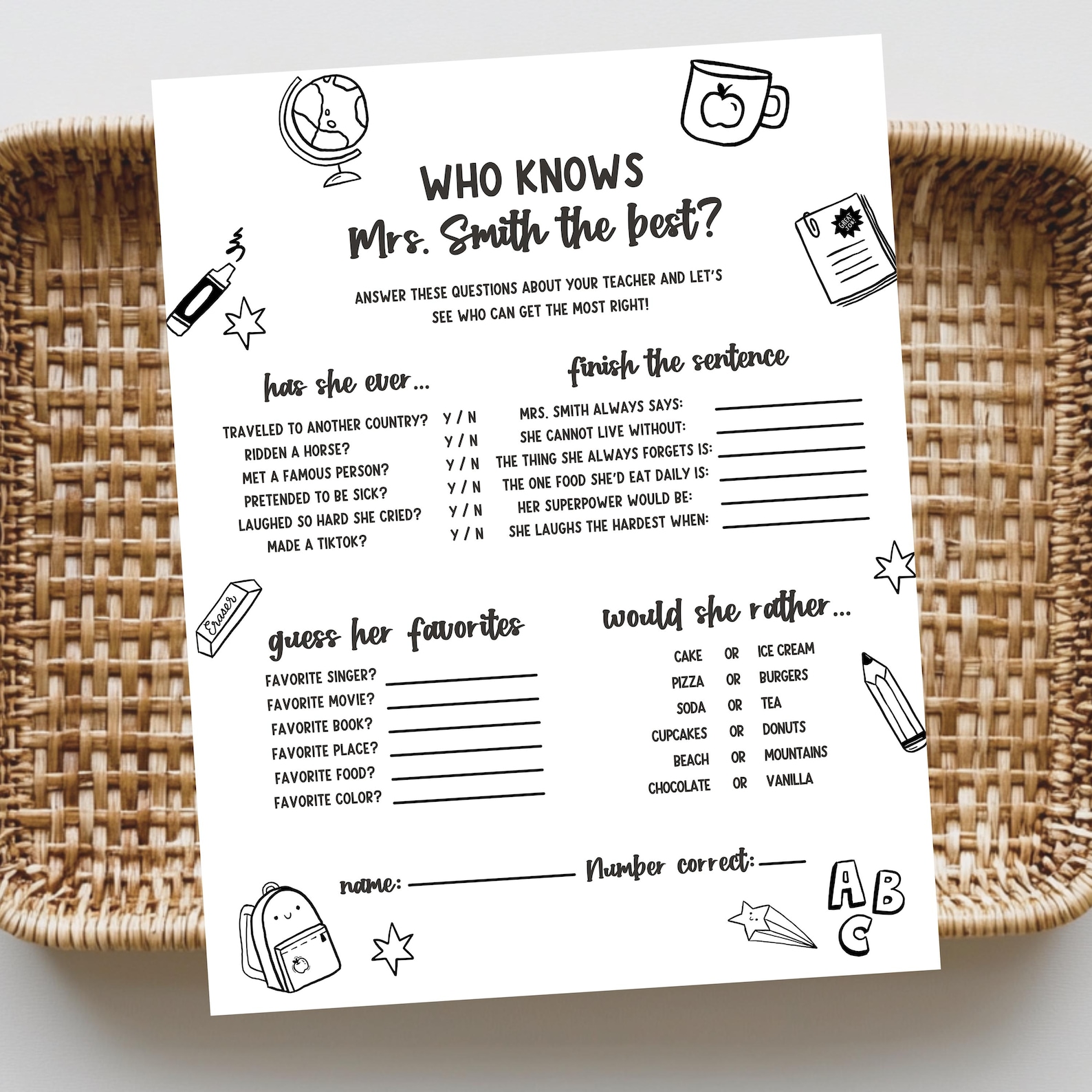 Who Knows the Teacher Best, Fun Get to Know the Teacher Activity or End ...