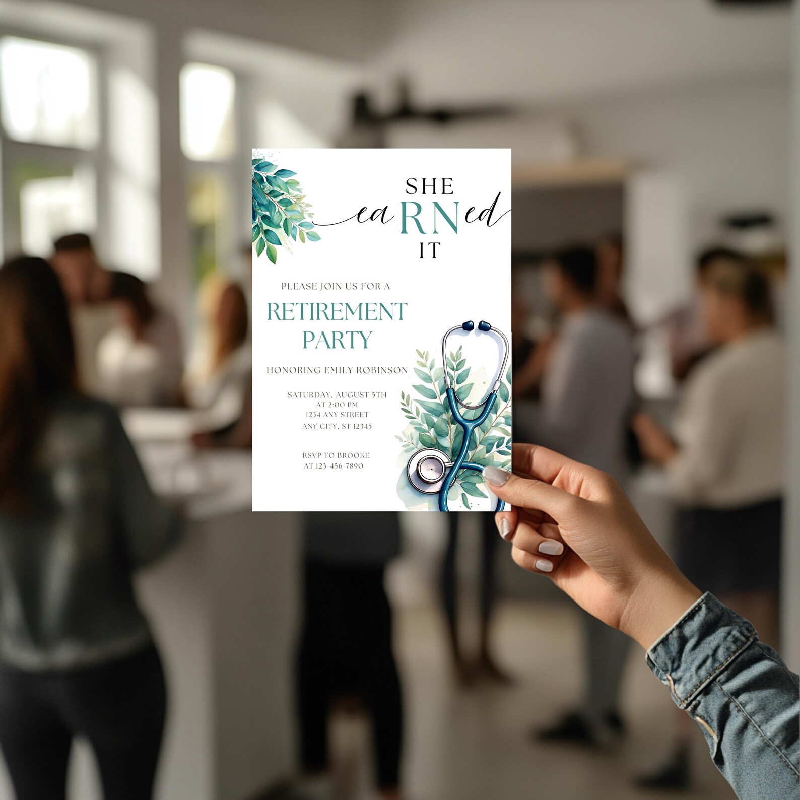 Nurse Retirement Invitation - She Earned It RN Retirement Announcement ...