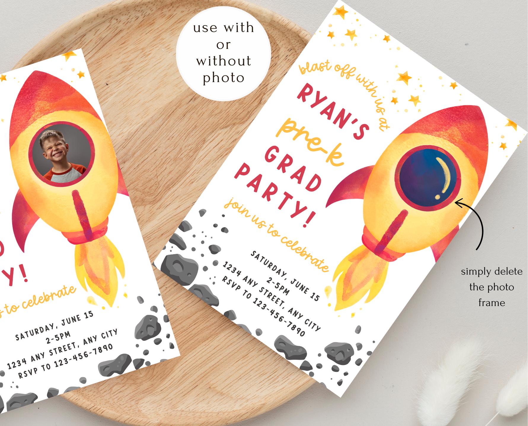 Space Themed Preschool Graduation Invitation 2025 + Digital Evite, Prek ...