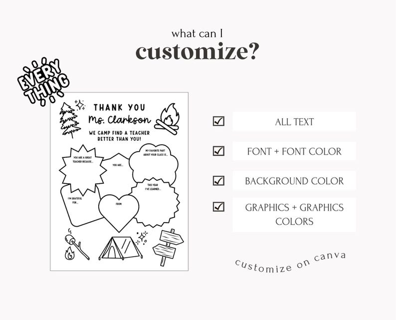 Camp Themed Teacher Appreciation Template, Campfire Thank You Teacher ...