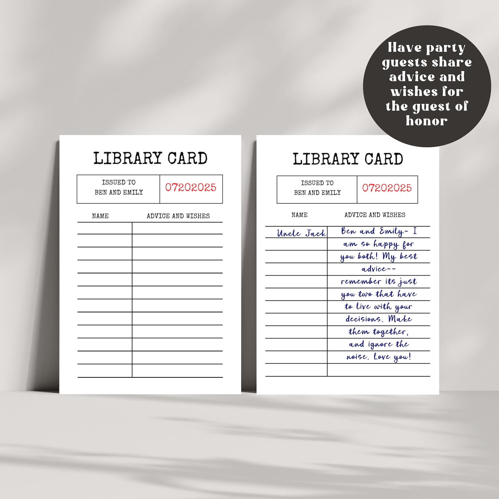 Library Card Advice and Wishes, Storybook Baby Shower, Book Themed ...
