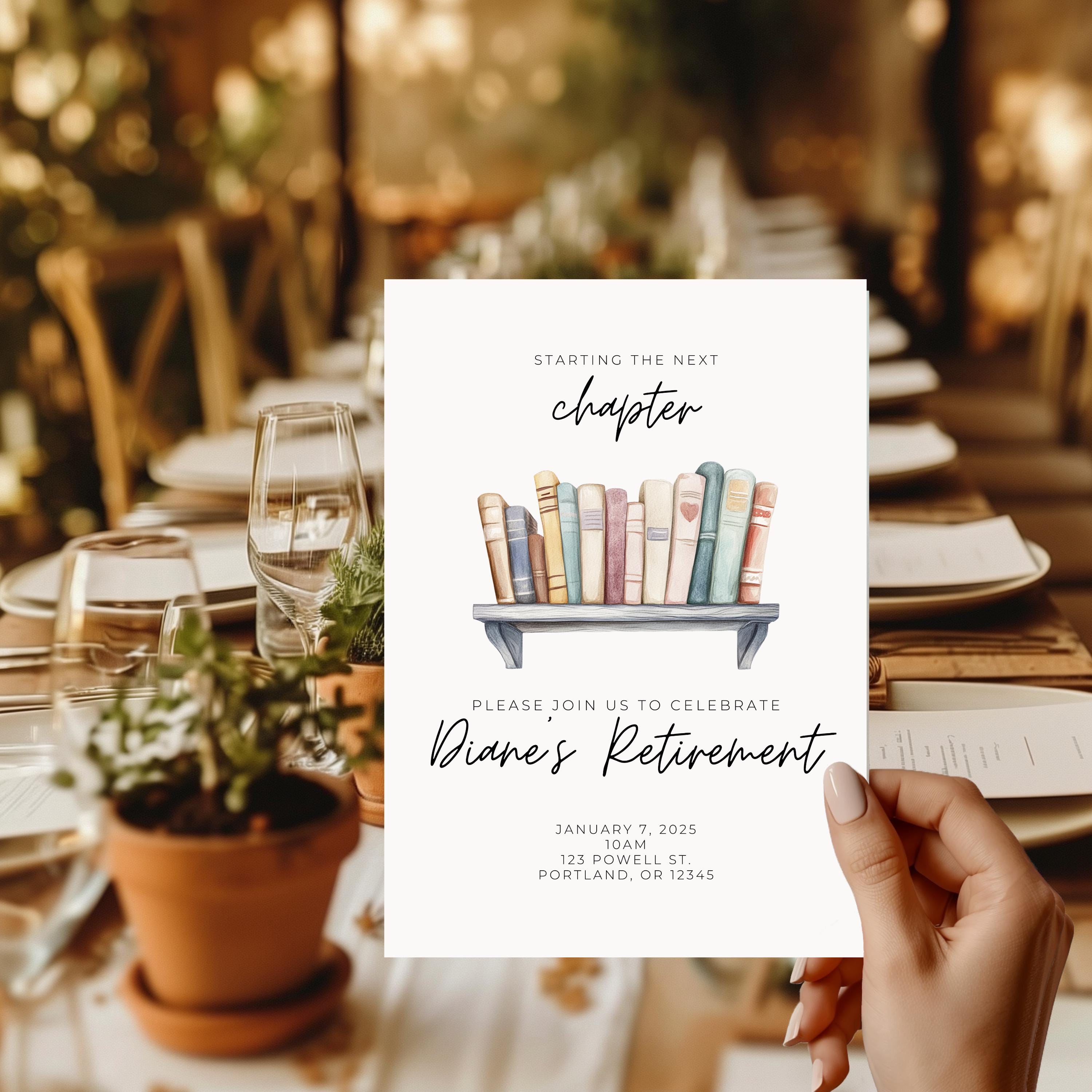 Teacher Retirement Party Invitation, Editable Minimalist Retirement ...