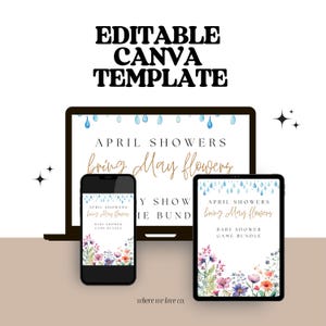 April Showers Bring May Flowers Baby Shower Game Bundle - Editable ...