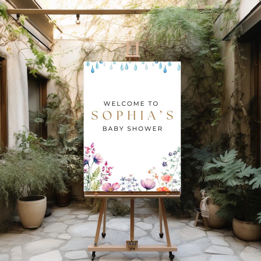April Showers Bring May Flowers Baby Shower Welcome Sign - Editable ...