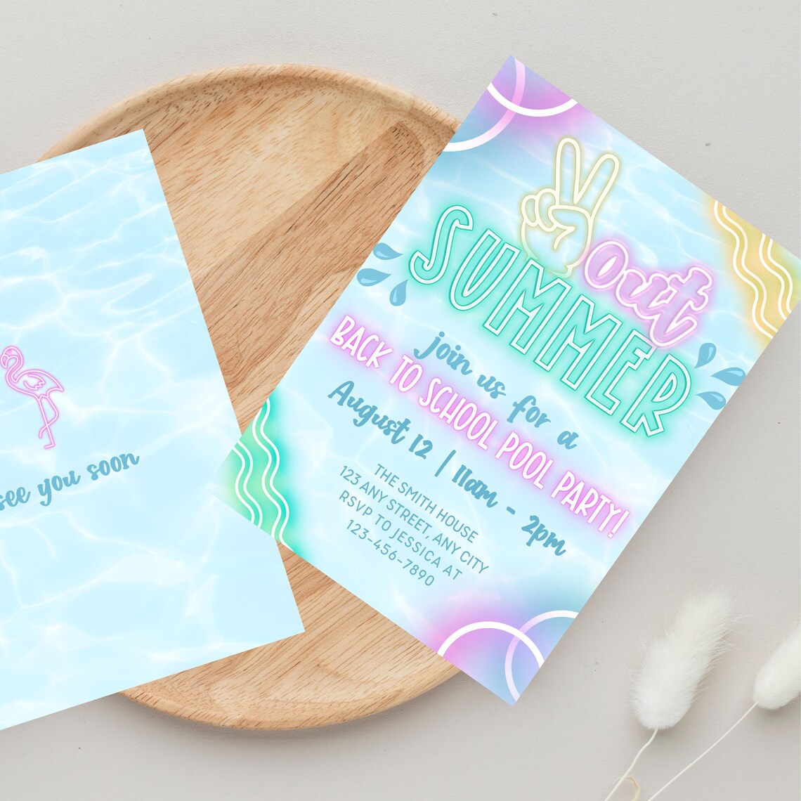 Pastel Peace Out Summer Pool Party Invitation, End of Summer Pool Party ...