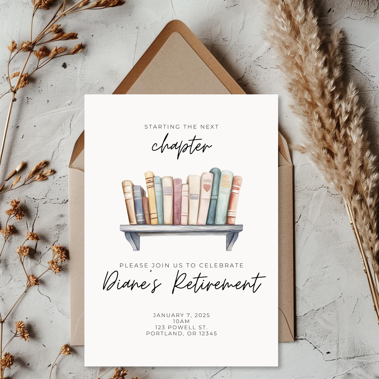 Teacher Retirement Party Invitation, Editable Minimalist Retirement ...