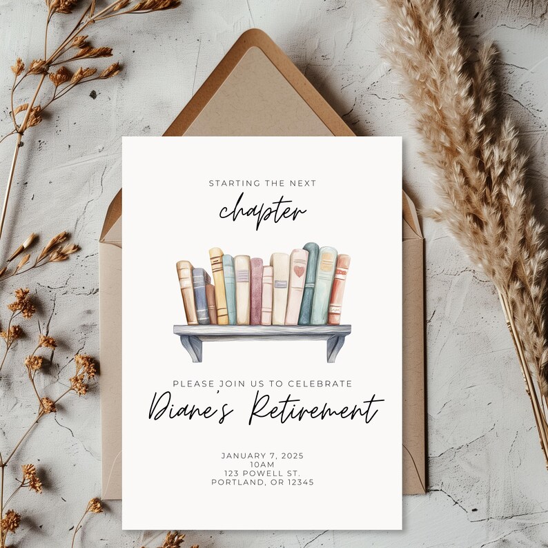 Teacher Retirement Party Invitation, Editable Minimalist Retirement ...