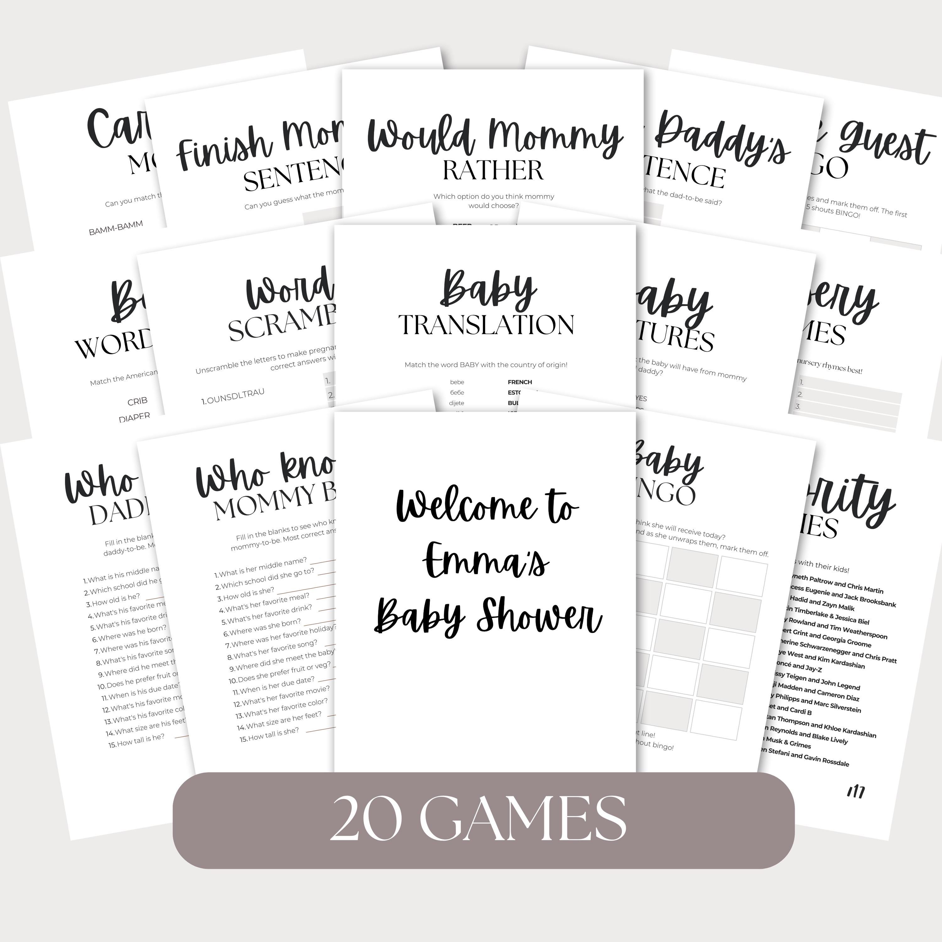 Editable Baby Shower Game Booklet, Customizable Printable Activity ...