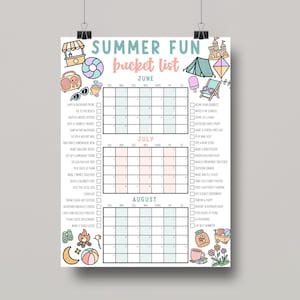 Summer Bucket List Poster Editable, Printable Family Planner, Summer ...