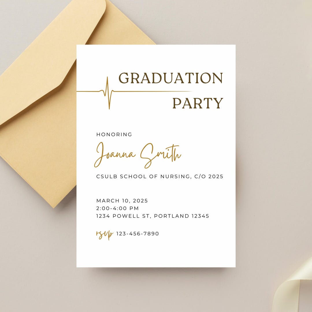 Nurse Graduation Invitation, Minimalist Nurse Graduation Invite ...