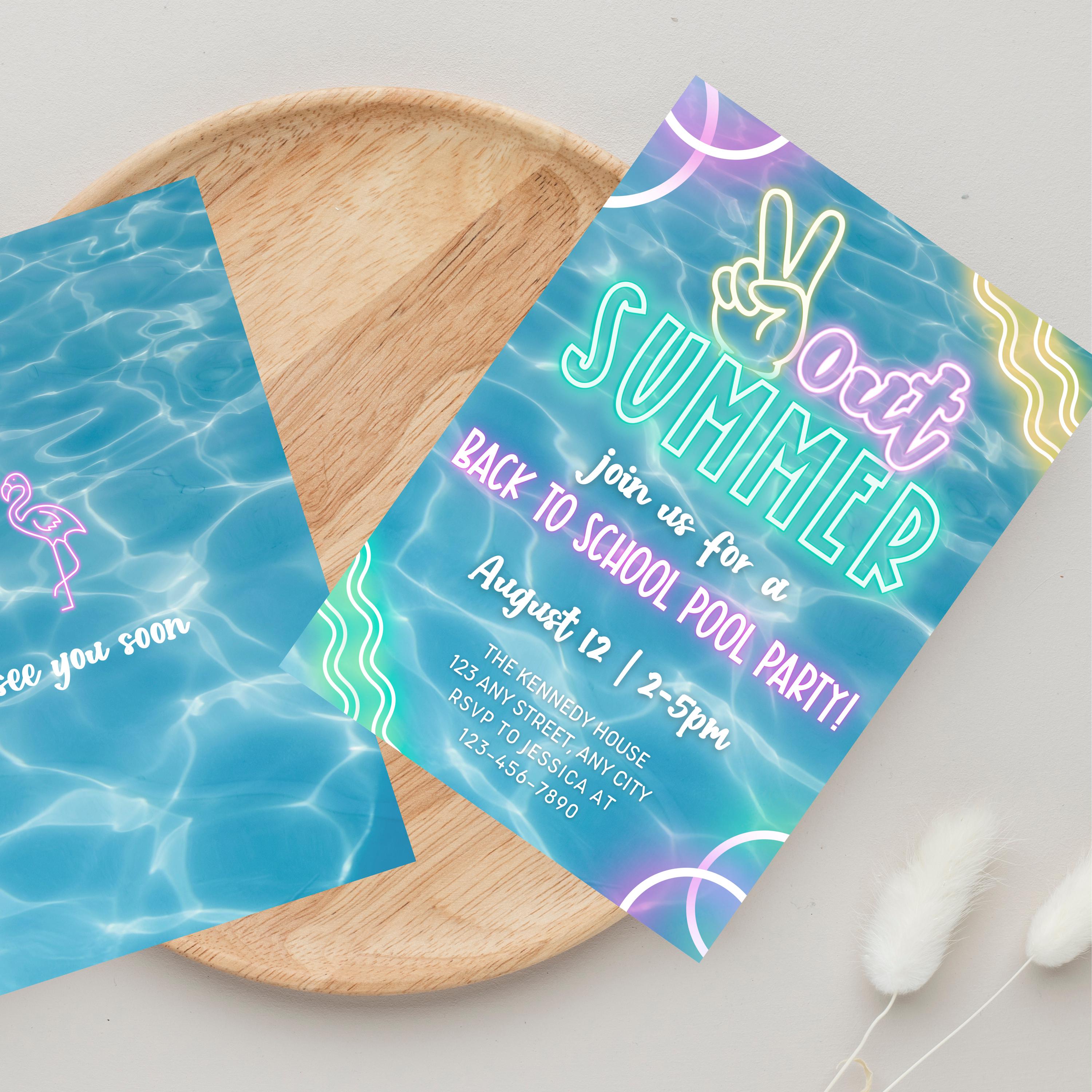Peace Out Summer Pool Party Invitation Template, Printable End of ...