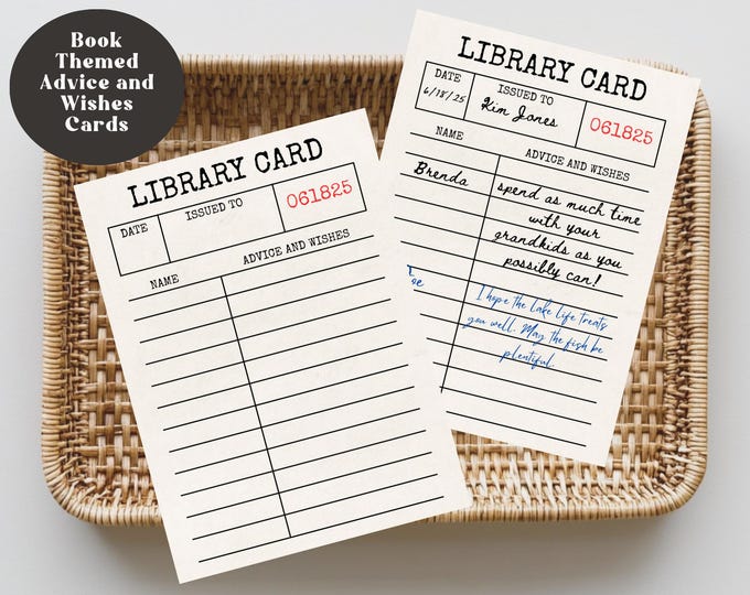 Advice and Wishes Library Card & Sign, Book Themed Bridal Shower ...