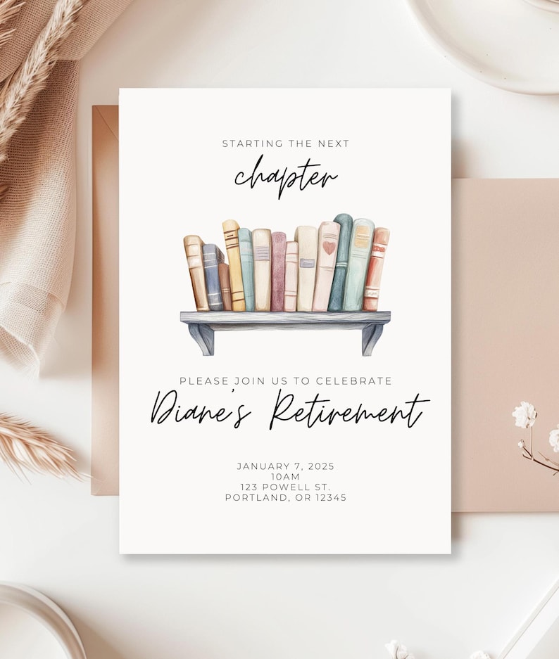Teacher Retirement Party Invitation, Editable Minimalist Retirement ...