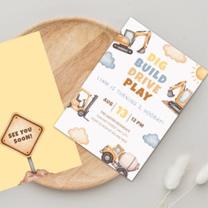 Construction Truck Birthday Invitation: Editable Canva Template ...