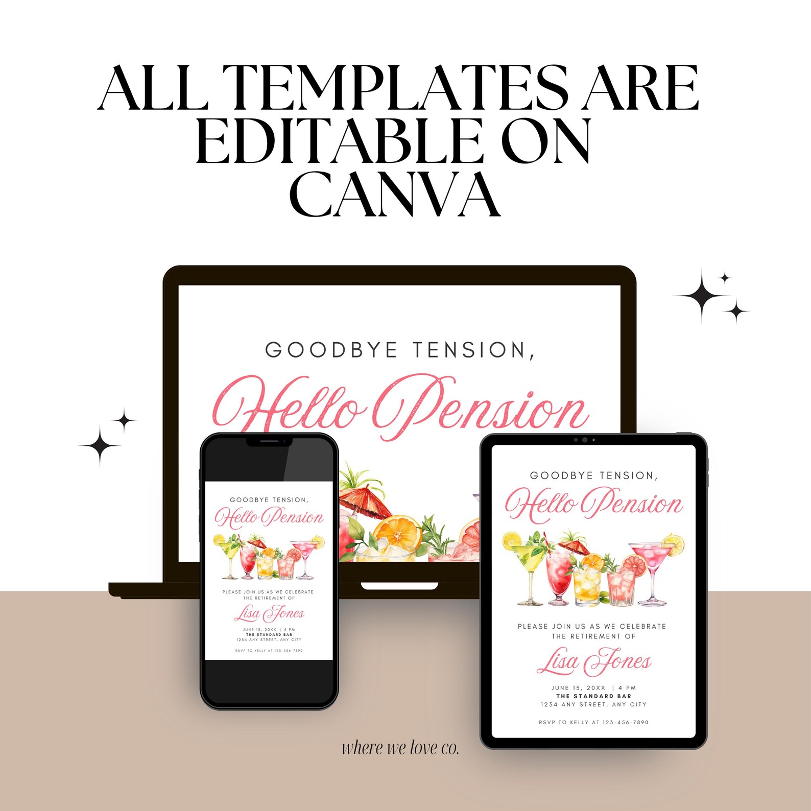 Retirement Party Invitation, Editable Template, Goodbye Tension Hello ...