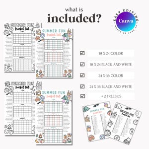 Summer Bucket List Poster Editable, Printable Family Planner, Summer ...