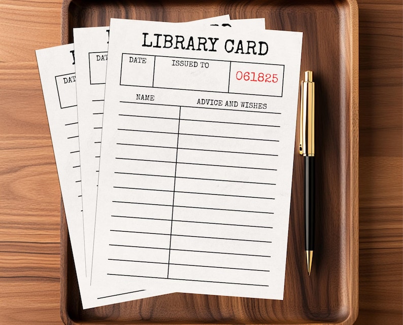 Library Card Advice and Wishes, Storybook Baby Shower, Book Bridal ...