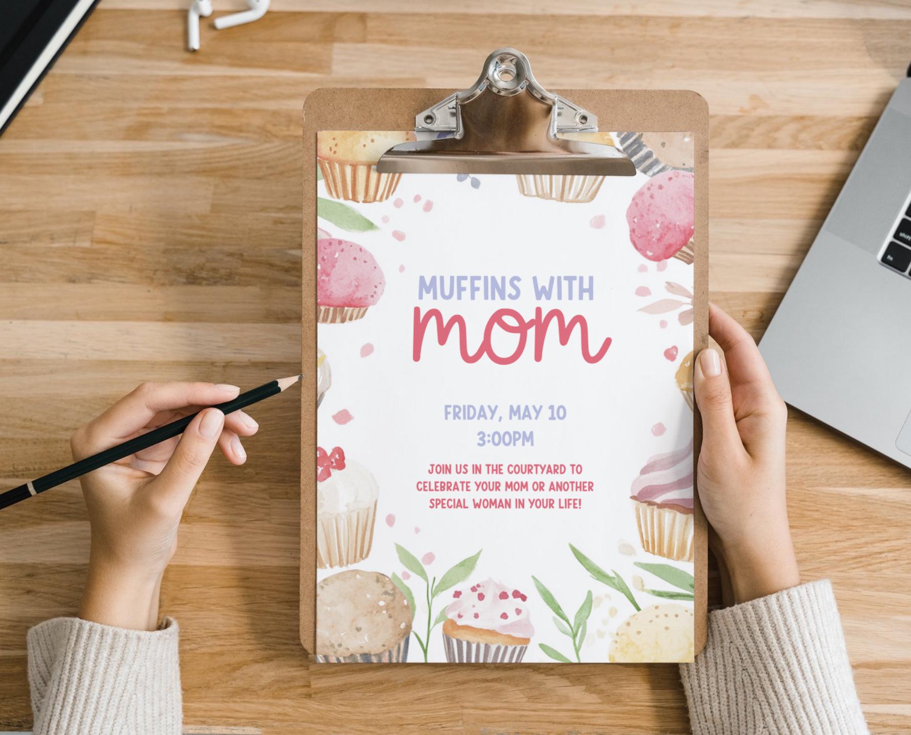 Muffins With Mom Template, Editable Invitation for Mother's Day ...