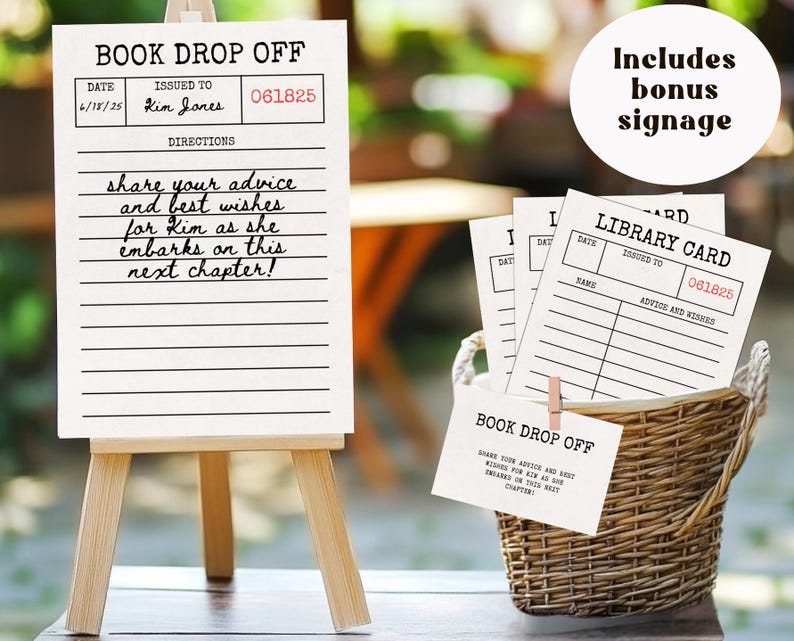 Library Card Advice and Wishes, Storybook Baby Shower, Book Bridal ...