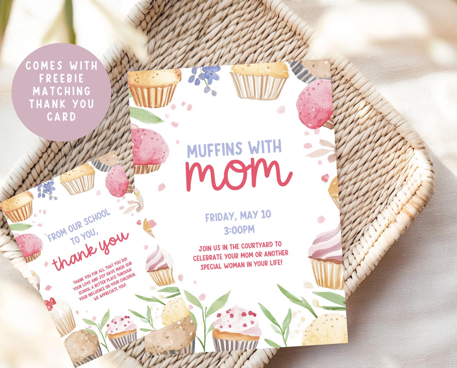 Muffins With Mom Template, Editable Invitation for Mother's Day ...