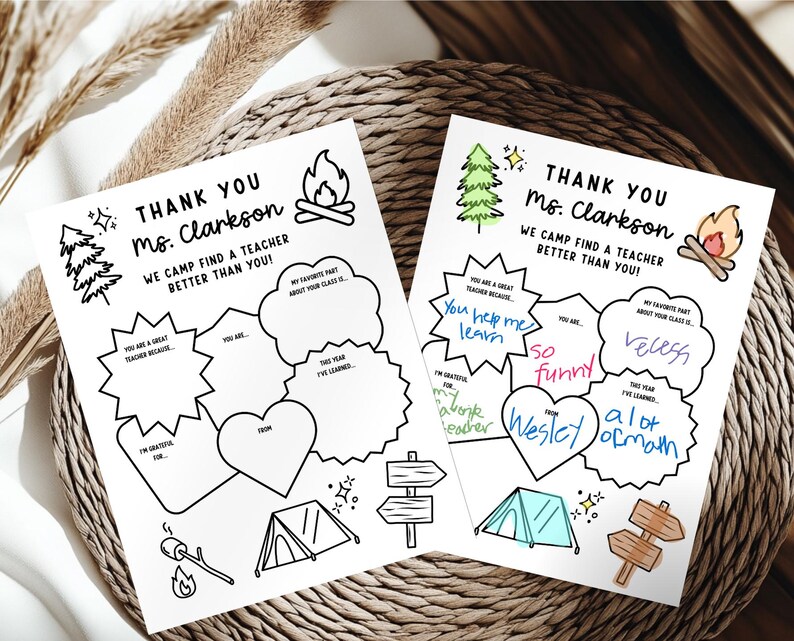 Camp Themed Teacher Appreciation Template, Campfire Thank You Teacher ...