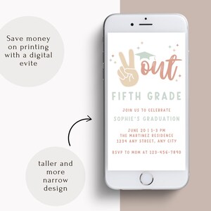 Peace Out 5th Grade Party Invitation, Editable Graduation Invite ...