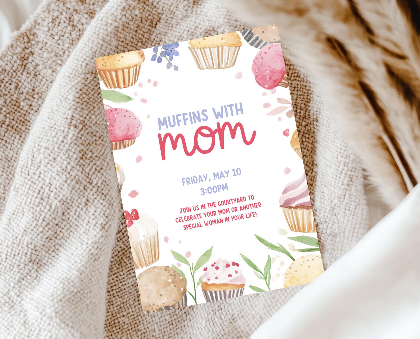 Muffins With Mom Template, Editable Invitation for Mother's Day ...
