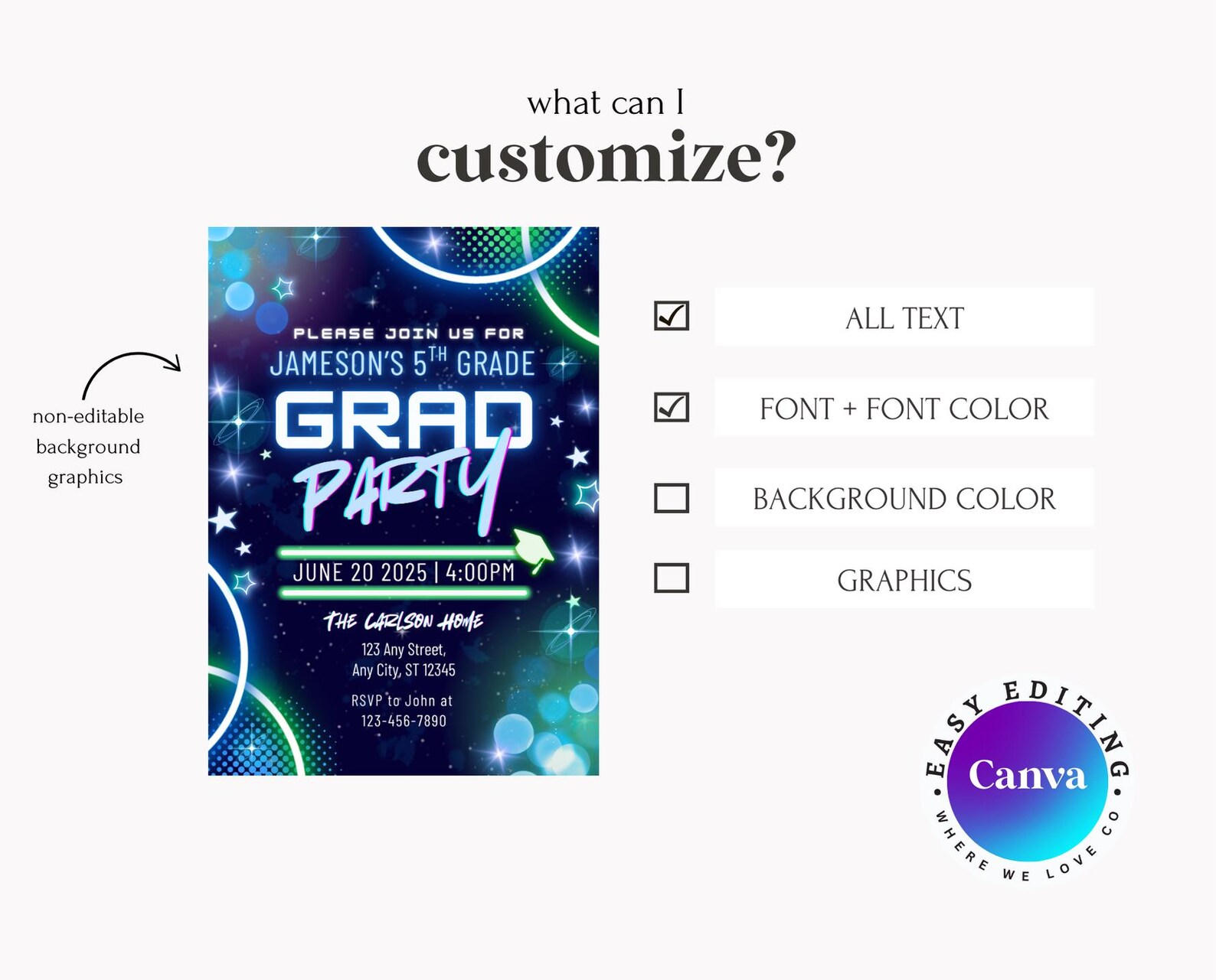 5th Grade Graduation Party Invitation, Peace Out 5th Grade, Editable ...