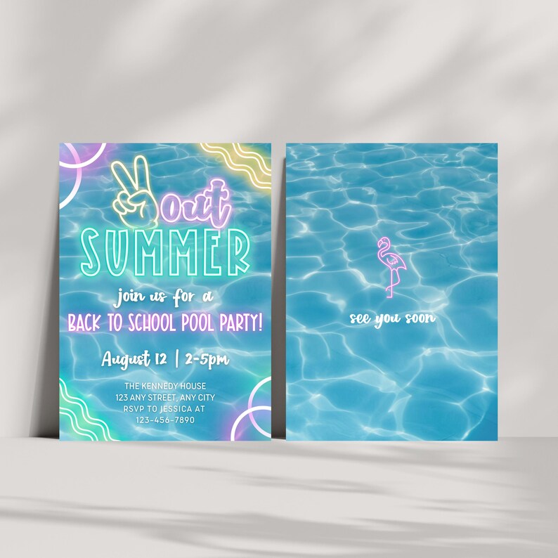 Peace Out Summer Pool Party Invitation Template, Printable End of ...