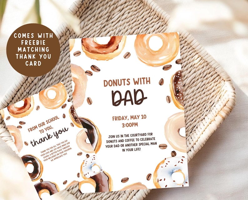 Donuts With Dad Template, Editable Invitation for Father's Day, Instant ...