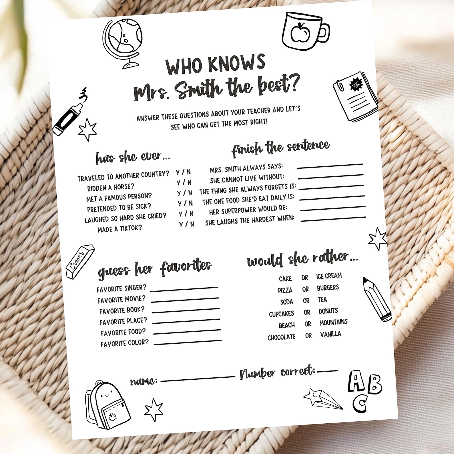 Who Knows the Teacher Best, Fun Get to Know the Teacher Activity or End ...