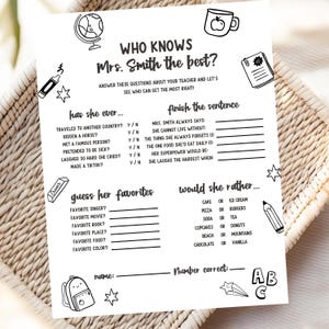 Who Knows the Teacher Best, Fun Get to Know the Teacher Activity or End ...
