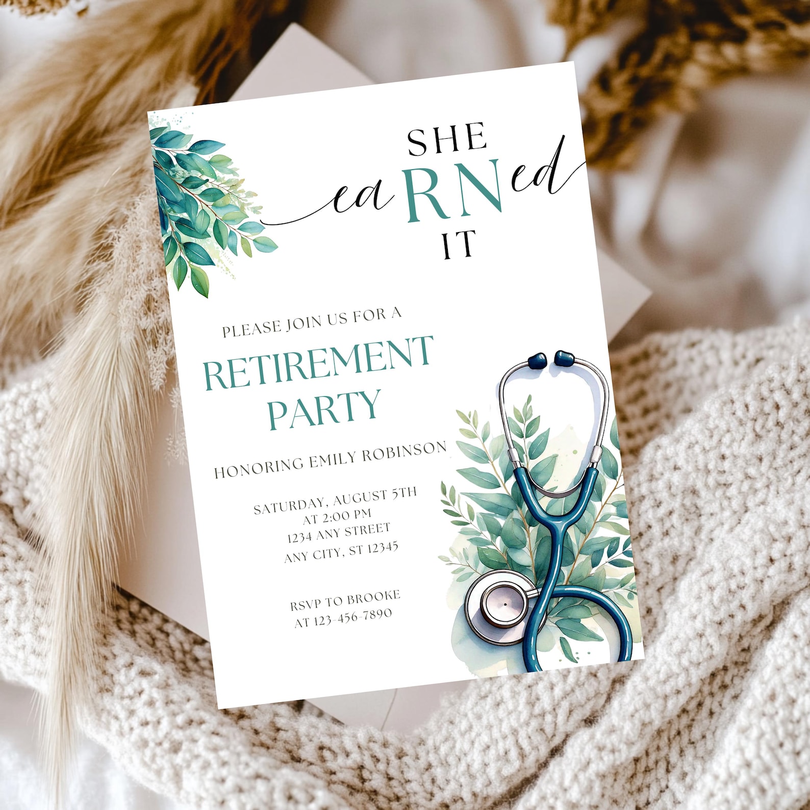Nurse Retirement Invitation - She Earned It RN Retirement Announcement ...